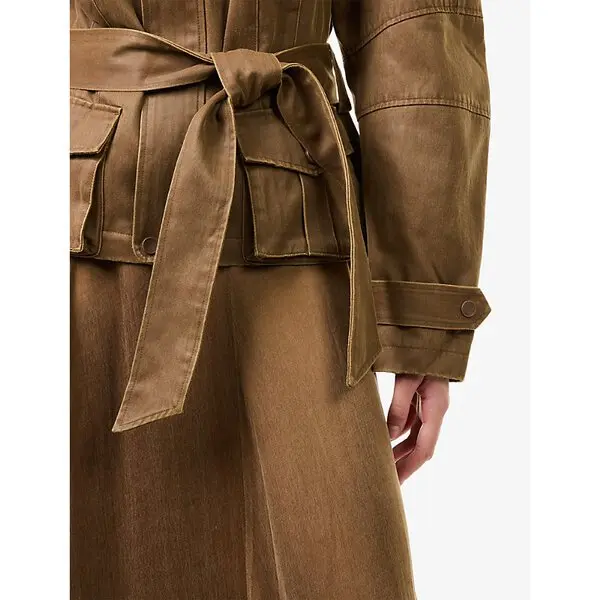 OUDE WAAG Funnel-neck Belted Cotton-blend Jacket