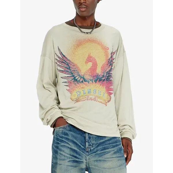 DIESEL® Pheonix-graphic Long-sleeve Cotton T-shirt