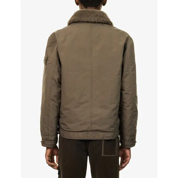 Stone Island Ghost David-tc Shearling-collar Woven Jacket