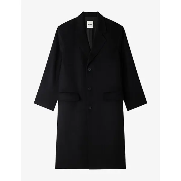 Sandro Long Button-down Wool And Cashmere Coat