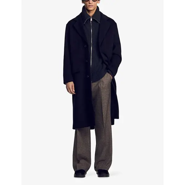 Sandro Long Button-down Wool And Cashmere Coat