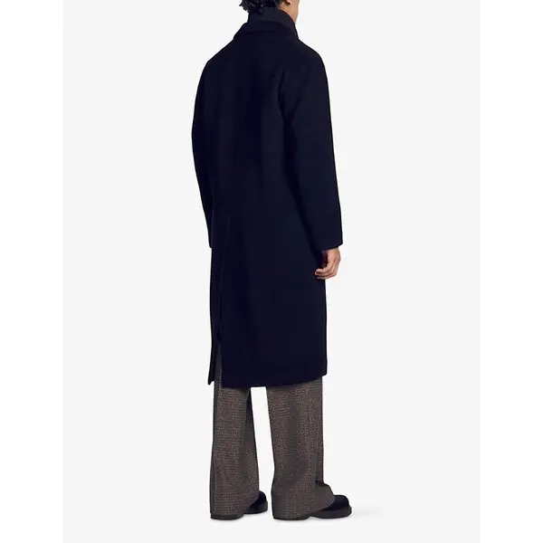 Sandro Long Button-down Wool And Cashmere Coat