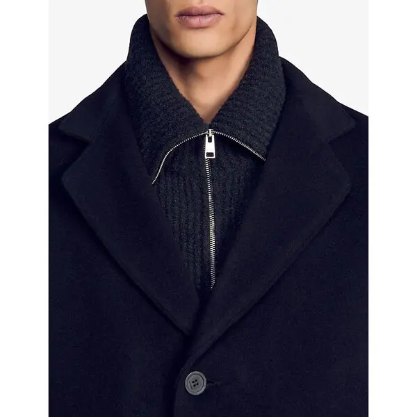 Sandro Long Button-down Wool And Cashmere Coat