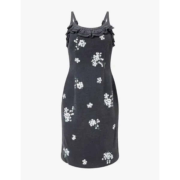 SHUSHU/TONG Sequin-embellished Cami-strap Wool-blend Midi Dress - Grey