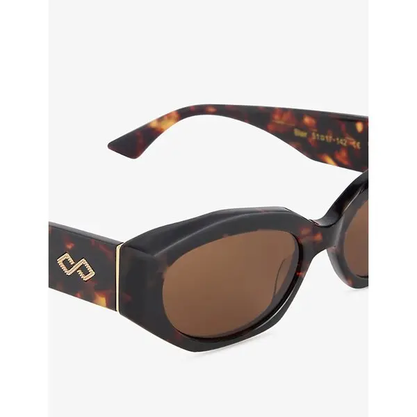 KAREN WAZEN Blair Irregular-shape Shell Acetate Sunglasses