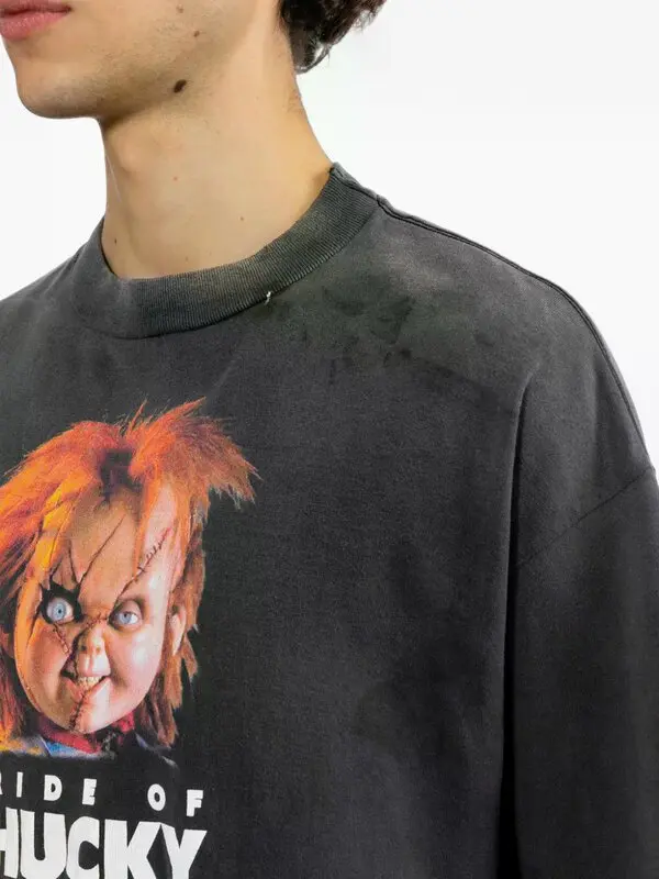 SAINT MXXXXXX Distressed Graphic-print T-shirt