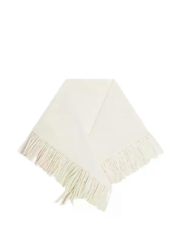 Sandro Fringed Wool Triangle Scarf - Neutrals