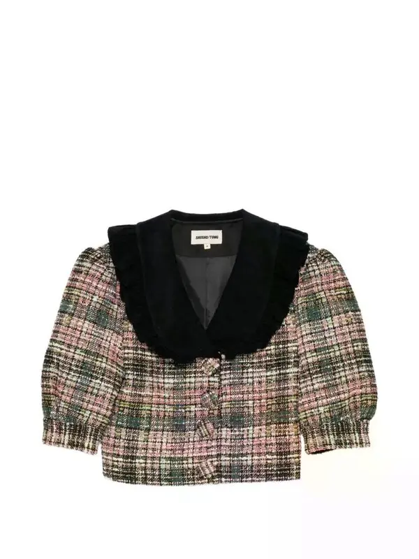 SHUSHU/TONG Patchwork Ruffled-collar Jacket