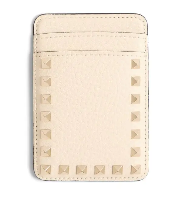 Valentino Garavani Leather Rockstud Magnetic Card Holder