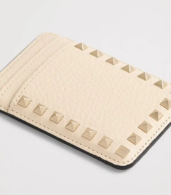 Valentino Garavani Leather Rockstud Magnetic Card Holder