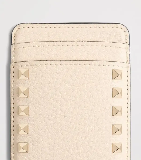 Valentino Garavani Leather Rockstud Magnetic Card Holder
