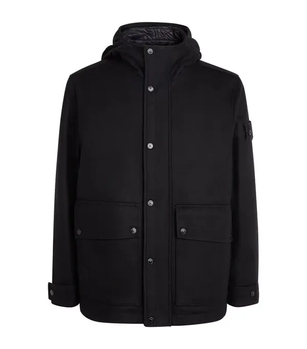 Stone Island Ghost Piece Virgin Wool-blend Short Parka