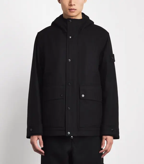 Stone Island Ghost Piece Virgin Wool-blend Short Parka