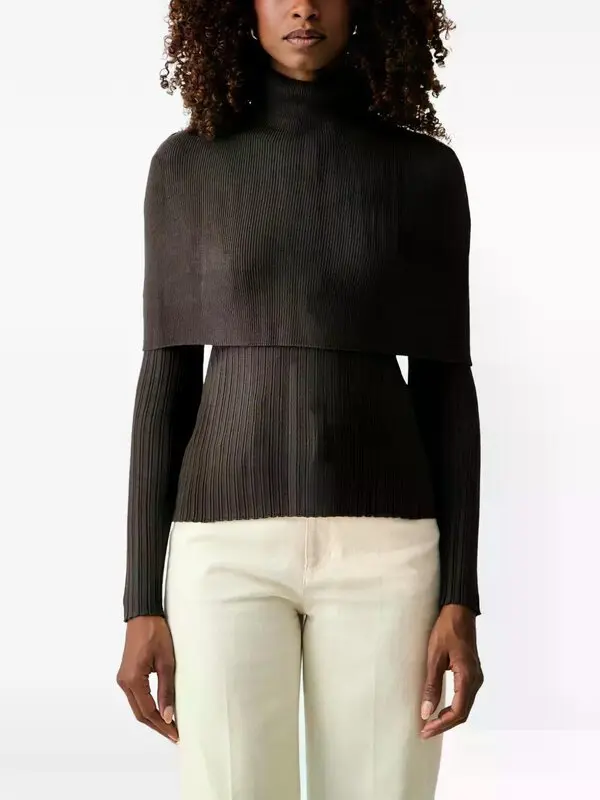 TWINSET Ribbed-knit Detachable-collar Sweater - Brown