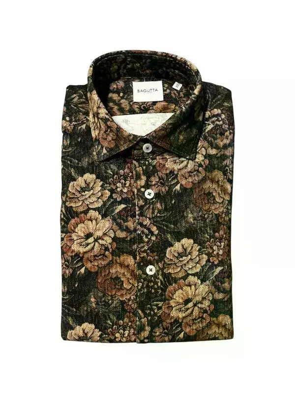 BAGUTTA Floral-print Corduroy Shirt