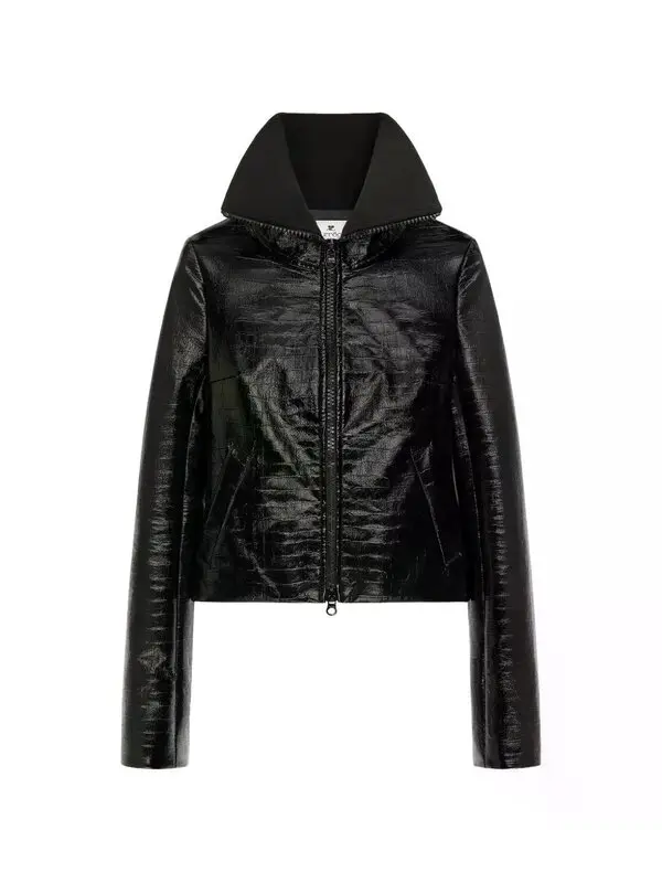COURREGES Croc-embossed High-neck Jacket