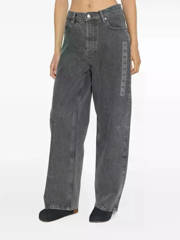 Alexander Wang Crystal-embellished Wide-leg Jeans