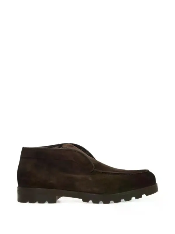 Santoni Calf Suede Slip-on Ankle Boots - Brown