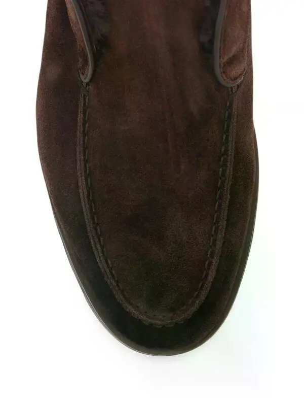 Santoni Calf Suede Slip-on Ankle Boots - Brown
