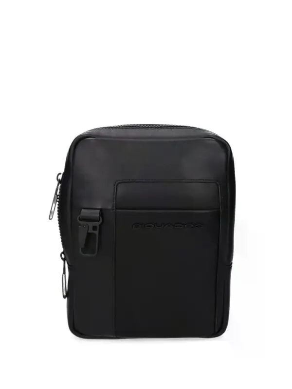 PIQUADRO Logo-debossed Leather Messenger Bag