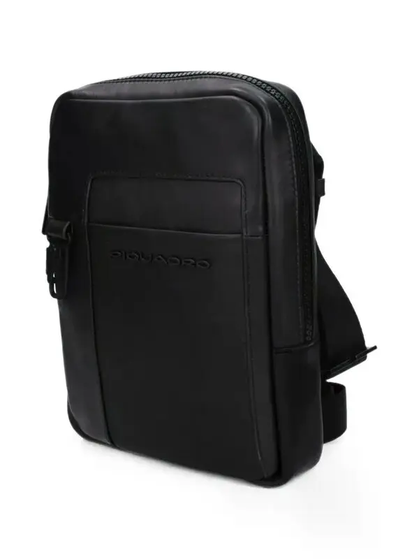 PIQUADRO Logo-debossed Leather Messenger Bag
