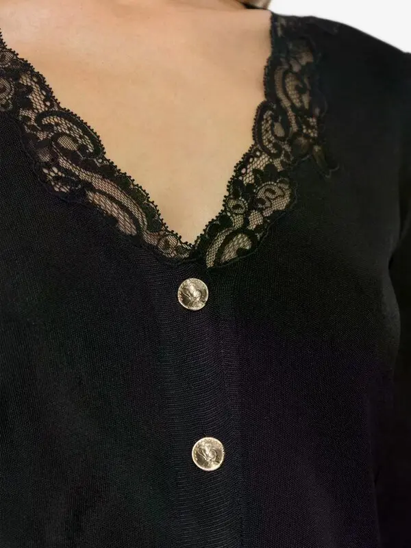 Balmain Lace-trim Button-up Cardigan - Black
