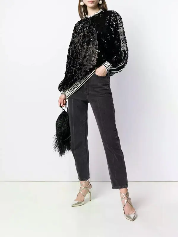 Dolce & Gabbana Sequin Slogan Sweatshirt