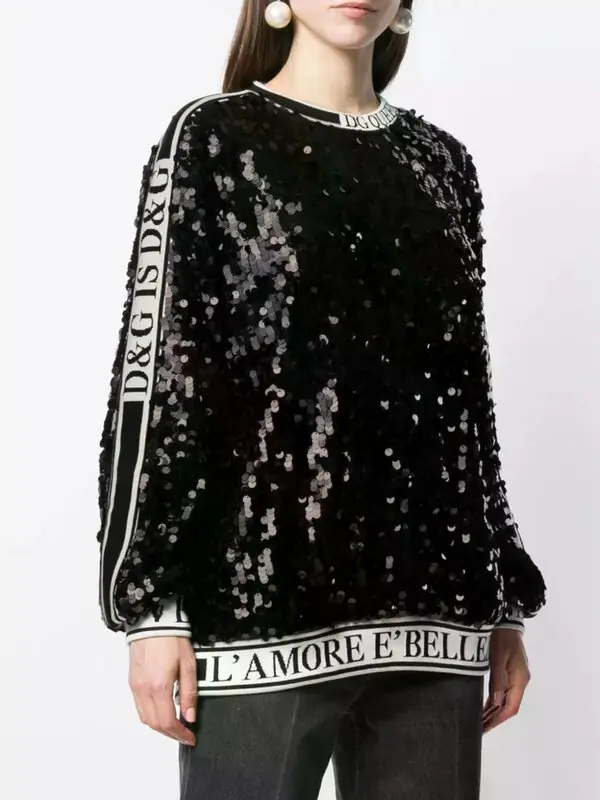 Dolce & Gabbana Sequin Slogan Sweatshirt