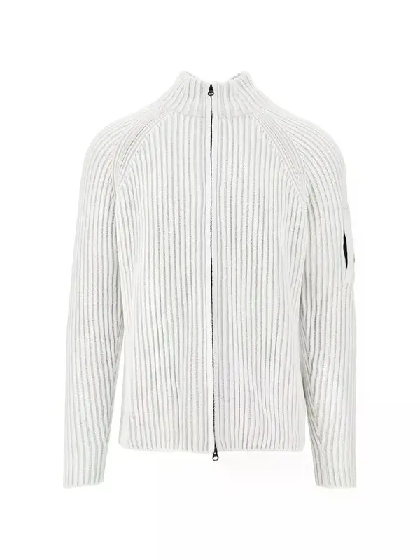 C.P. COMPANY Ribbed-knit Lens-detail Cardigan