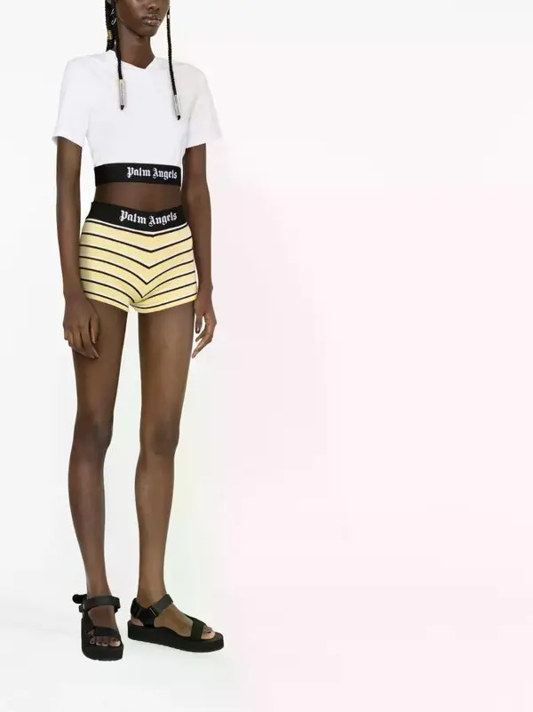 Palm Angels Logo-tape Striped Shorts