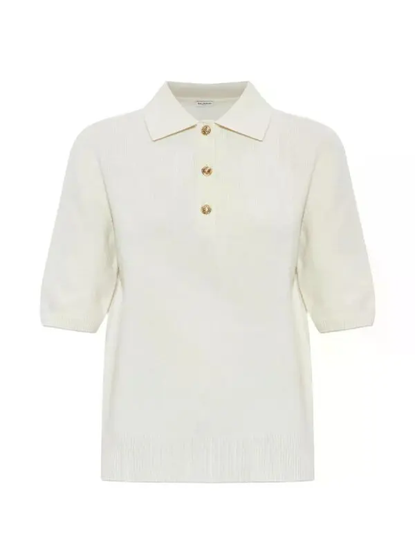 Balmain Short-sleeve Wool Polo Shirt
