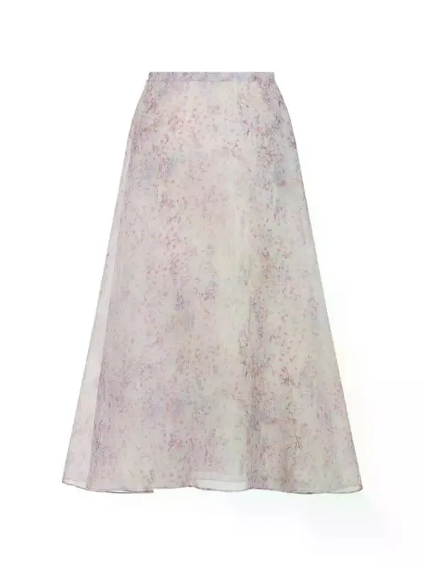 Alberta Ferretti Floral-print Organza Skirt