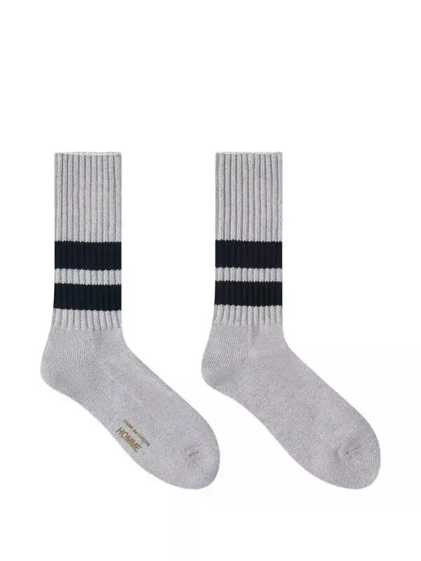 Comme Des Garçons Stripe-detail Ribbed Socks