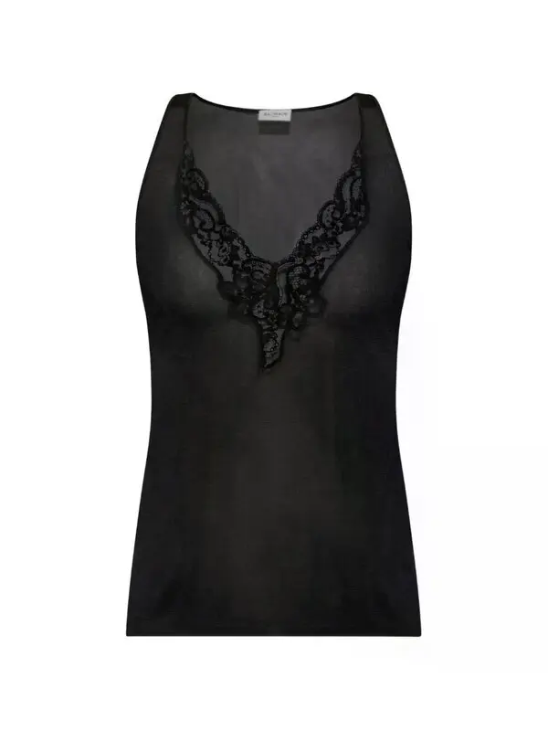 Balmain Knit Vest Top With Lace - Black