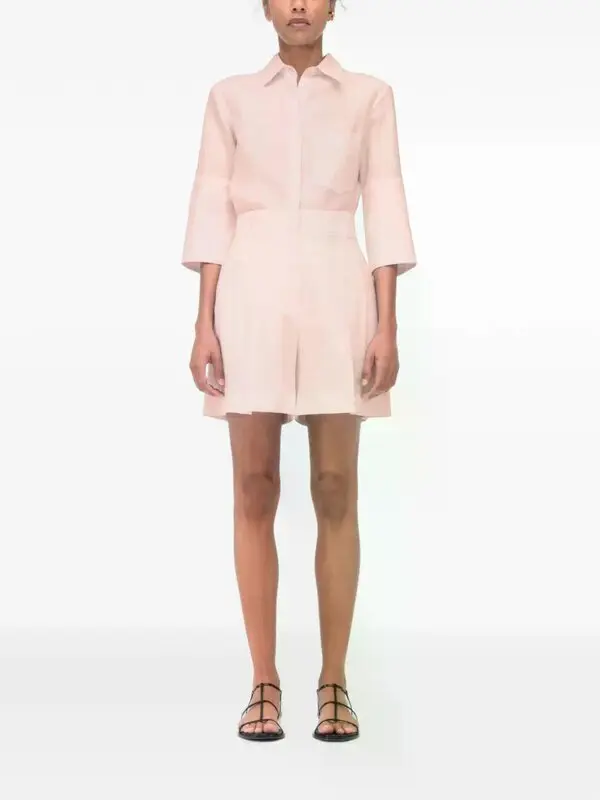 Another Tomorrow Pleated Linen Shorts
