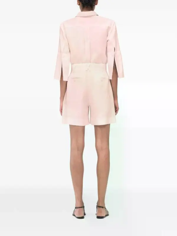 Another Tomorrow Pleated Linen Shorts