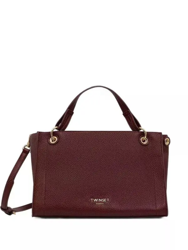 TWINSET Logo-detail Grained-effect Tote Bag - Red