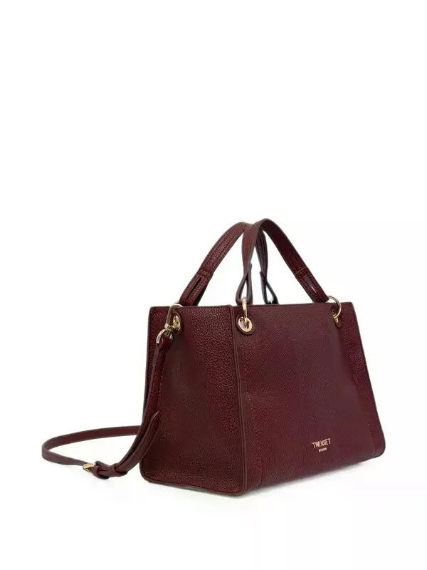 TWINSET Logo-detail Grained-effect Tote Bag