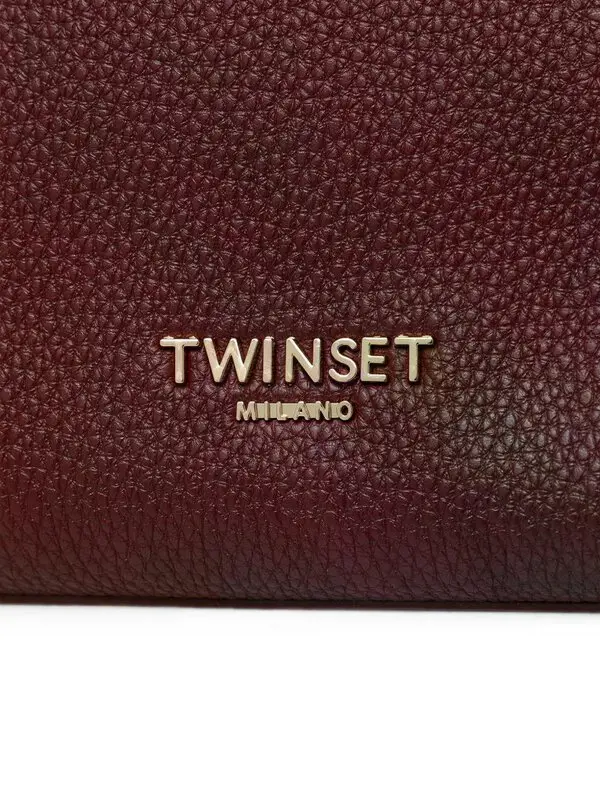 TWINSET Logo-detail Grained-effect Tote Bag