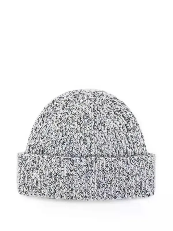 Maison Kitsuné Logo-embroidered Ribbed-knit Beanie Hat
