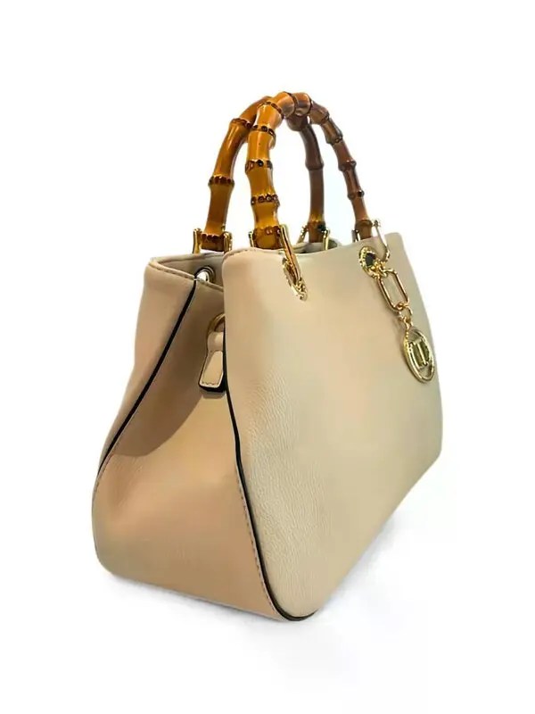 TWINSET Bamboo-handle Grained Tote Bag