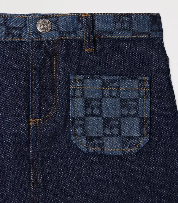 Bonpoint Denim Cherry Print Skirt