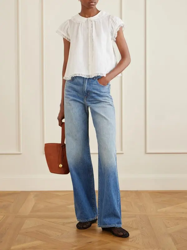 DÔEN Karina Ruffled Ramie Blouse - White