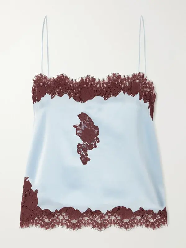 DÔEN Avelaine Lace-trimmed Silk-satin Cami
