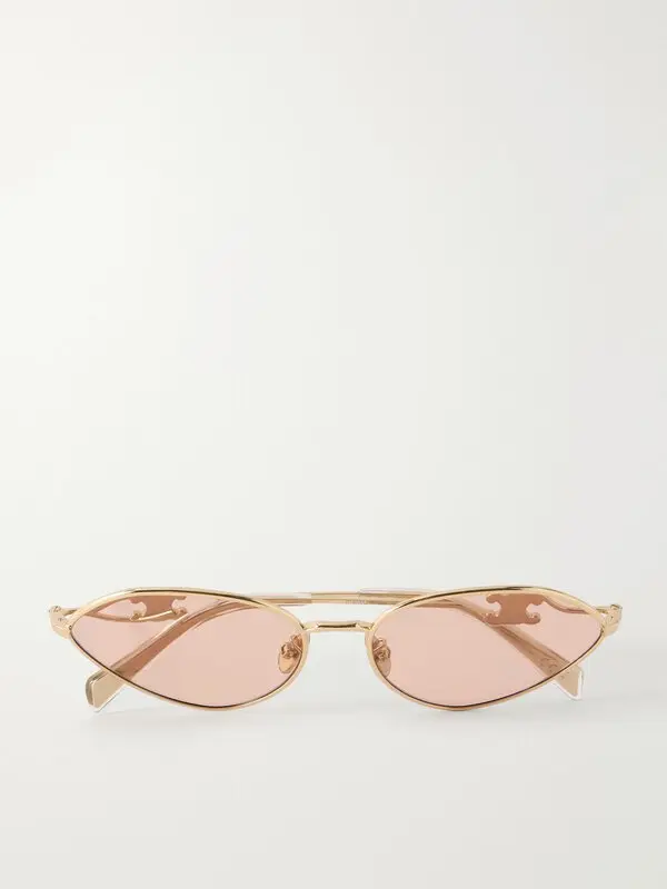 Celine Wire 01 Oval-frame -tone Sunglasses - Gold