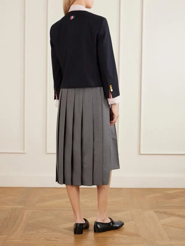 Thom Browne Cropped Virgin Wool-hopsack Jacket