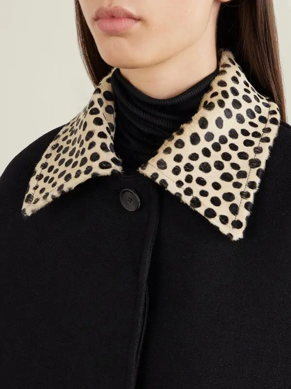 RÓHE Cheetah Leopard-print Calf Hair-trimmed Virgin Wool Twill Coat