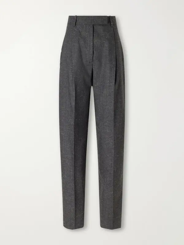 RÓHE Daria Pleated Wool-blend Straight-leg Pants