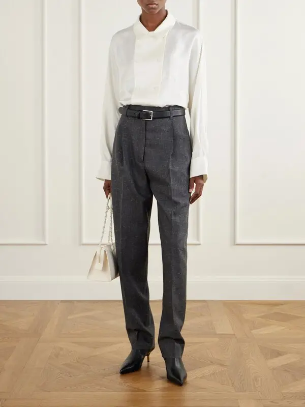 RÓHE Daria Pleated Wool-blend Straight-leg Pants