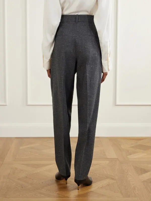 RÓHE Daria Pleated Wool-blend Straight-leg Pants